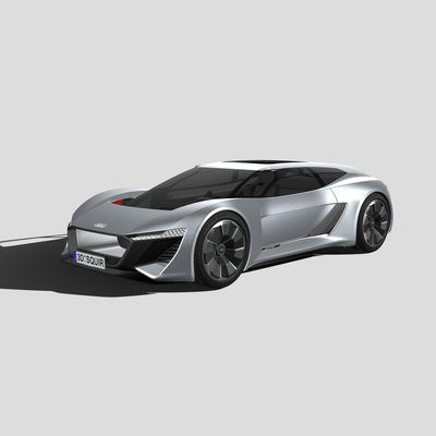 奥迪PB18 E-Tron 汽车3D模型 三维轿车FBX模型PBR写实模型Blender