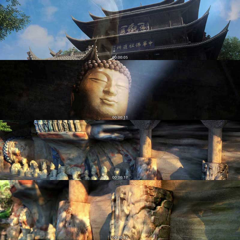 石窟 石雕 雕像 3D动画三维建筑漫游城市宣传片视频素材