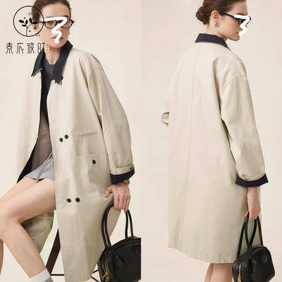 素衣彼时3662春秋女士风衣纸样英伦风宽松拼接风衣女中长外套样板
