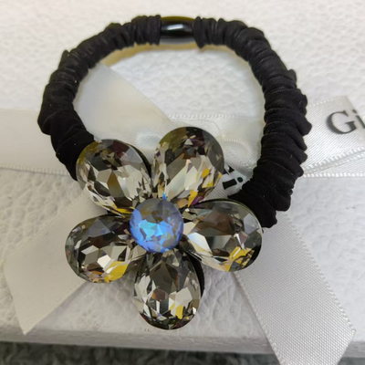 高级感水钻水晶花朵头绳高弹力小肠发圈日韩扎头发橡皮筋马尾