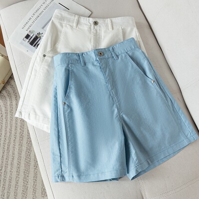 透气亲肤棉质~阔腿显瘦百搭纯色系高腰短款 秋季休闲裤女U16985