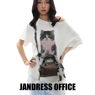 简着25AW 原创 麂皮棕 moni十字架波士顿斜挎小包包 手提包