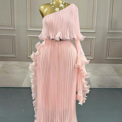 2026 plus size dress fashion sloping shoulder evening gown