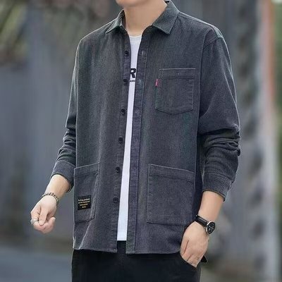 灯芯绒夹克男士春秋季大码宽松