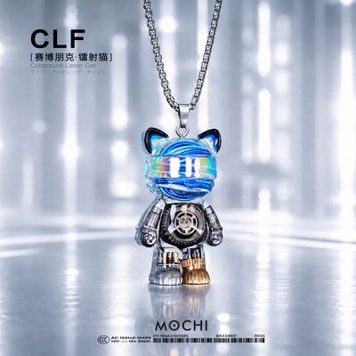 MOCHI赛博朋克镭射猫机器人项链