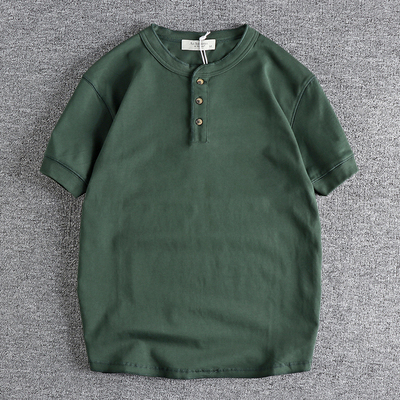 美式潮流经典亨利领短袖