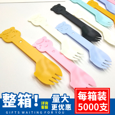 一次性新款彩色塑料儿童卡通叉勺生日蛋糕配套用水果奶茶5000支装
