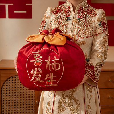 结婚包袱皮袋喜盆红色包裹布