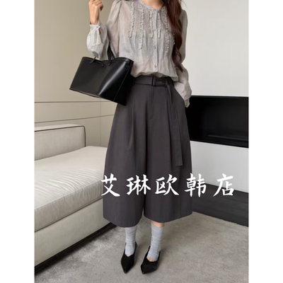 7709配腰带直筒莱赛尔棉麻休闲裤