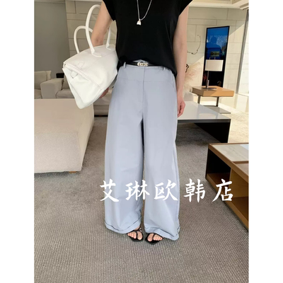 30169配腰带高腰阔腿休闲裤