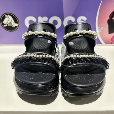 Crocs/卡骆驰二字拖夏季经典珍珠光轮凉鞋户外坡跟涉水女鞋210179