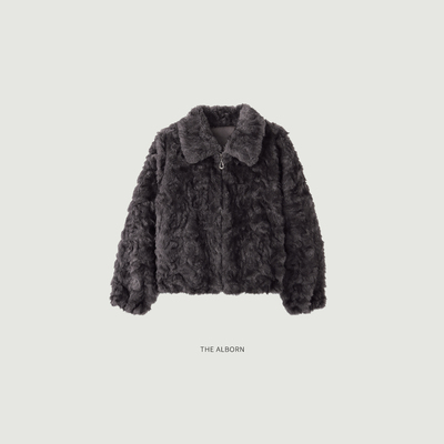 奥莉酱THEALBORN·“雪域银狐”静奢风环保皮草 花狐翻领拉链外套