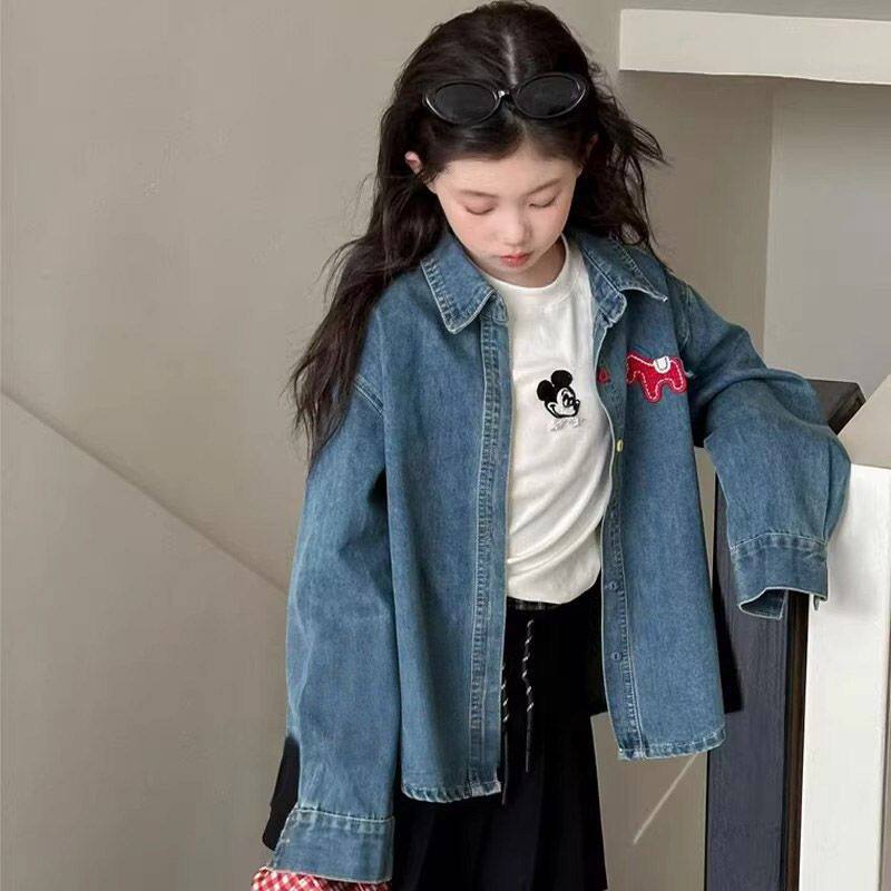 儿童装牛仔外套女童春秋季时髦洋气小马牛仔衣中大童韩版百搭衬衣