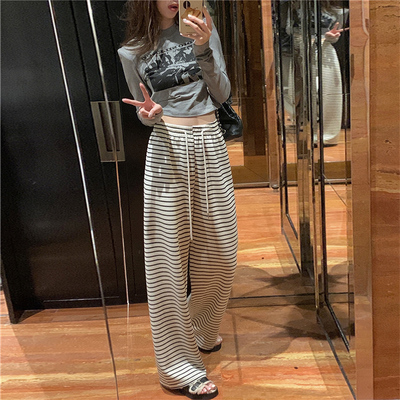 高腰韩版宽松长裤小个子显高