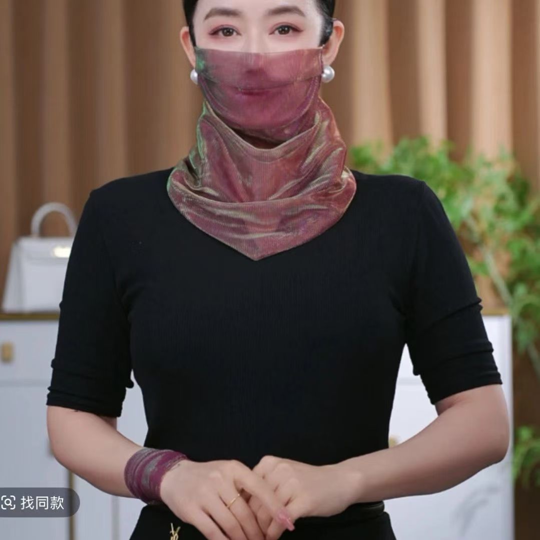 【义乌红红】夏季薄款防晒面纱面罩多功能围巾丝巾围脖