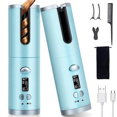 Cordless Hair Curler Automatic Rotating Curling Iron Portabl