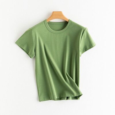 珍珠supima棉！简约基础款免烫圆领短袖女26春夏纯色百搭T恤上衣