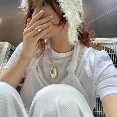 SophieBuhai欧美小众设计金银光面实心有重量感蛋形水滴吊坠项链