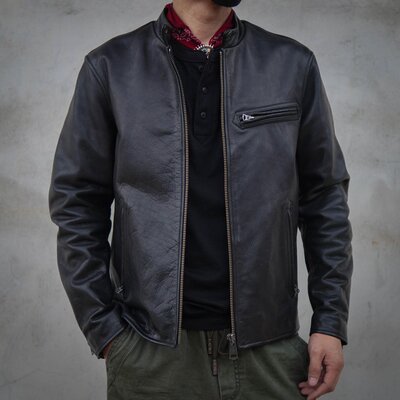 天神1930黑色真皮皮衣