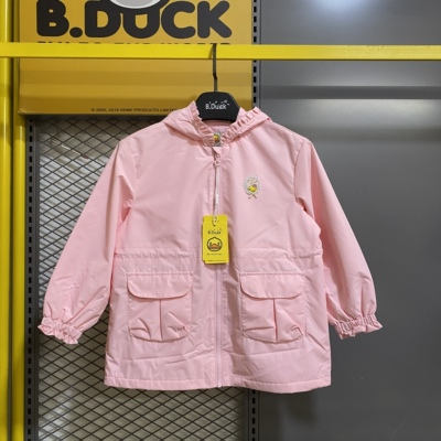 B.Duck小黄鸭童装女童粉色翅膀外套2026春秋加绒防风可爱洋气上衣