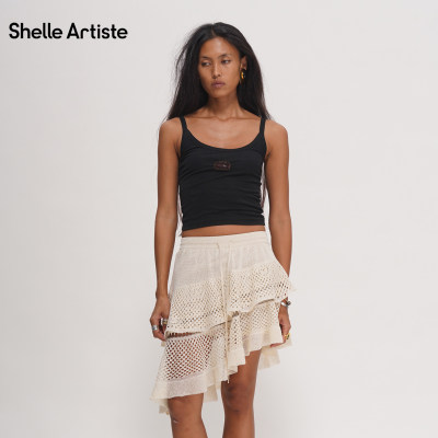 【现货】SHELLE ARTISTE夏季新款钩花吊带简约U领背心女修身上衣
