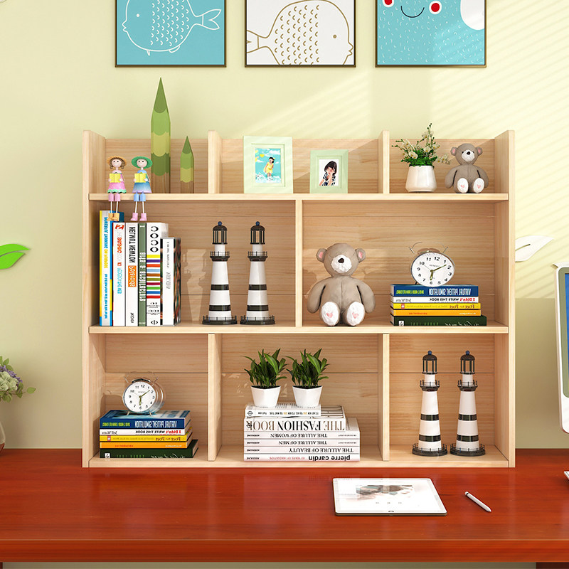 简易实木桌上桌面书架学生用小书架收纳多层书柜办公书桌飘窗置物_虎窝淘