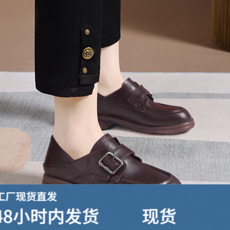 复古小皮鞋英伦真皮深口单鞋女2025新款平底春秋头层牛皮软底女鞋