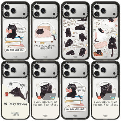 华强北同款Moonaries Illo喝咖啡的小猫苹果17Promax手机壳17适用iPhone16pro/15p卡通14可爱磁吸防摔保护套