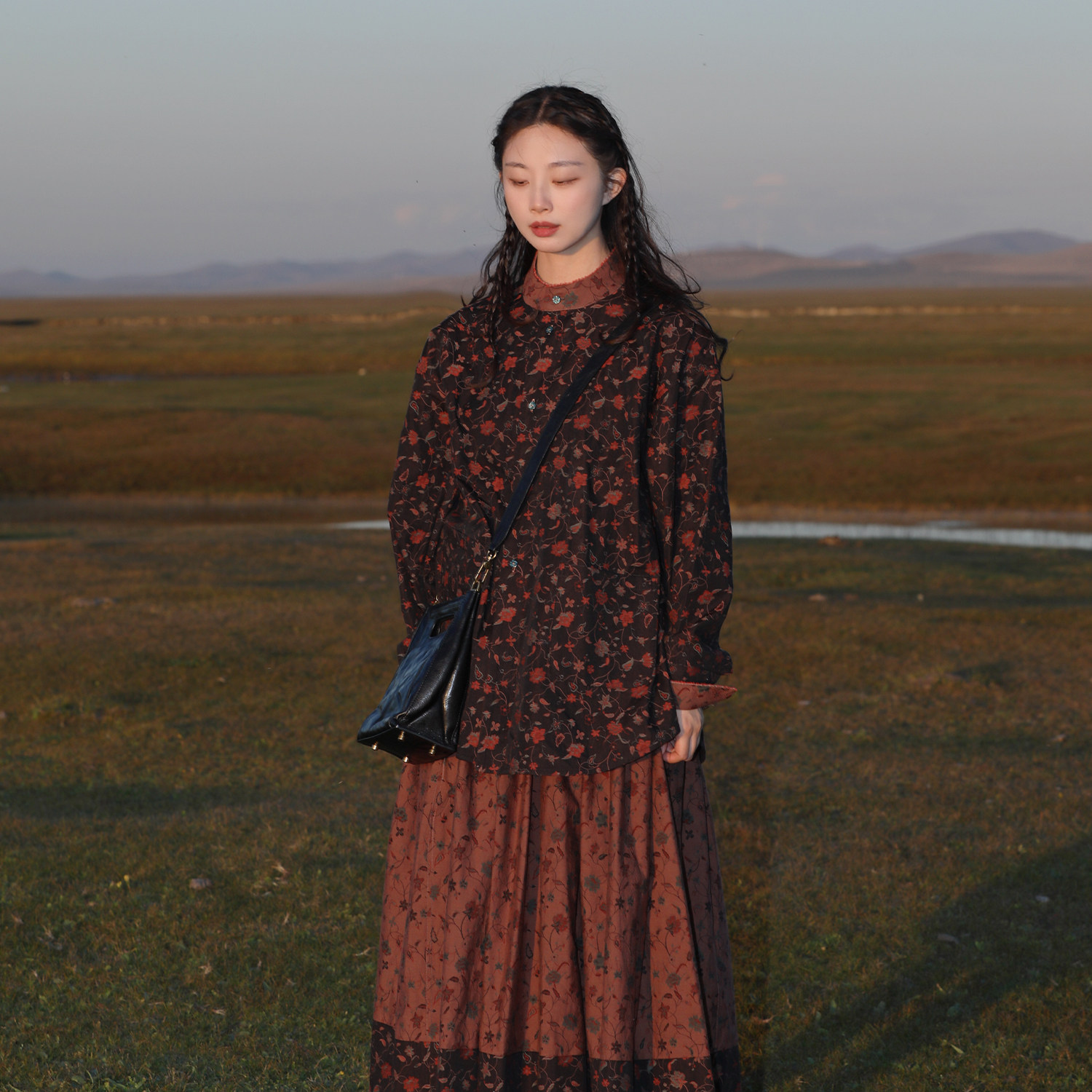 谜阿凰【绛夜】双面穿汉服女日常通勤显瘦百搭春季套装文艺复古风
