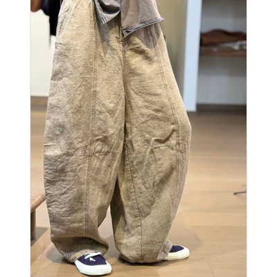 碧云染亚麻手工工艺高品休闲裤2642A