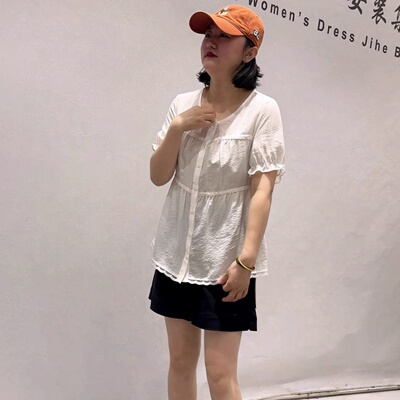 女权贵族夏季新款大码开衫短袖衫