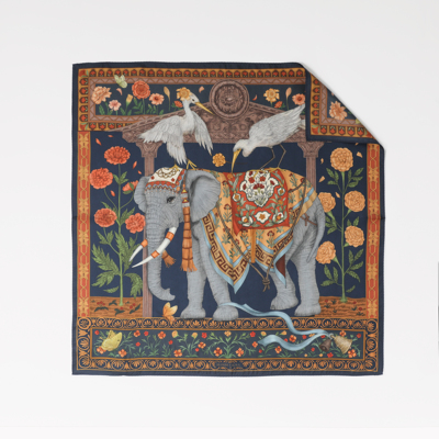 栢鹊纪 春秋100%桑蚕丝真丝斜纹手绘双面印花小方巾彩色围巾