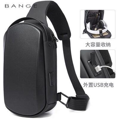 BANGE新款男士胸包防水eva硬壳单肩包潮流斜跨小包跨境Chest bag