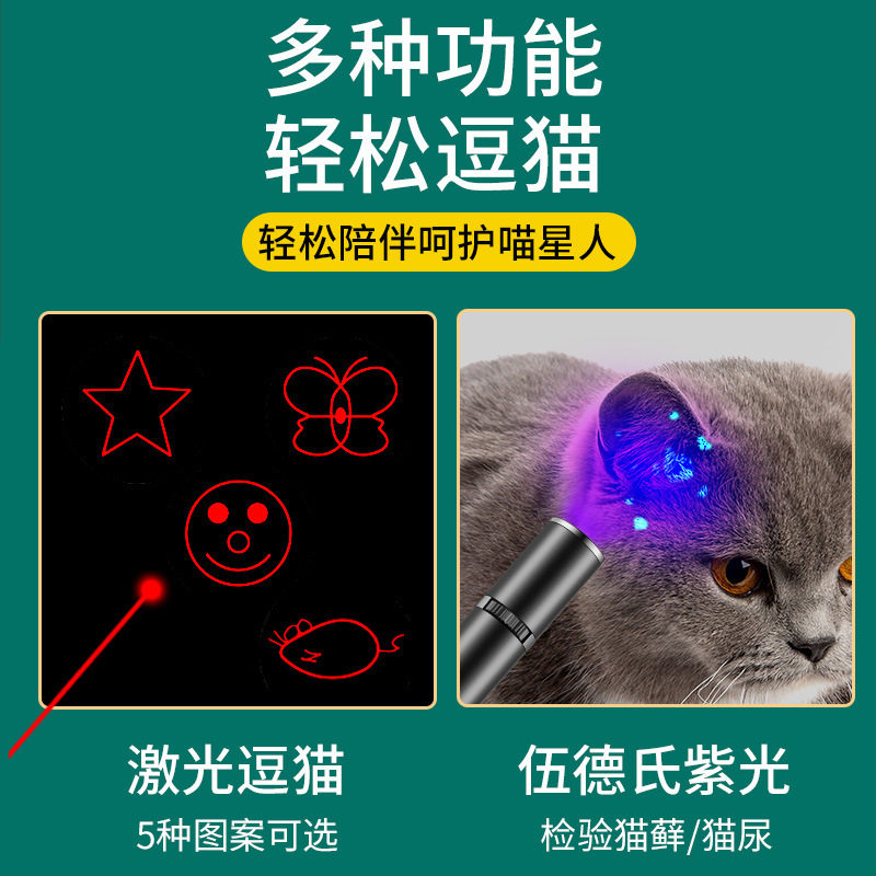 充电逗猫棒激光笔手电筒红外线逗猫雷射灯伍德氏小猫咪耐咬玩具用