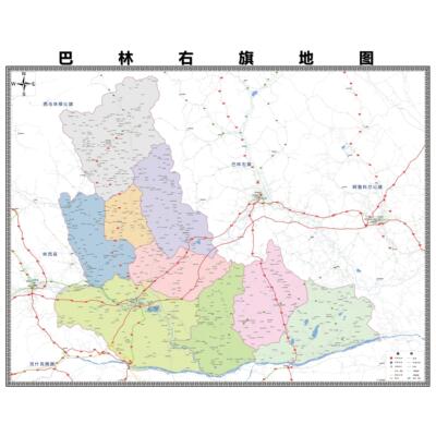 巴林右旗区域县市地图街道分布地区区域图办公室贴图挂图