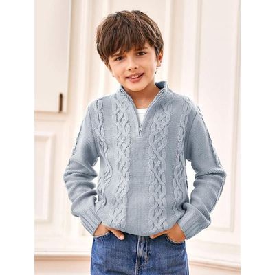 欧美热销儿童百搭秋新款女童复古气质针织衫外套袖翻领毛衣8142