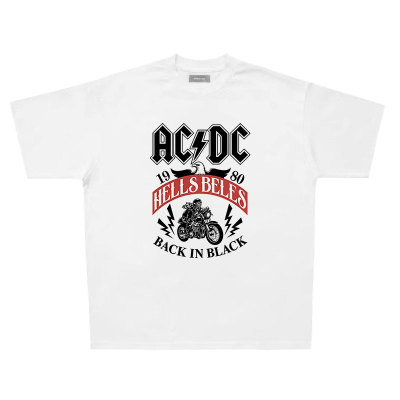 ACDC乐队 Back in Black 骷髅骑手 美式复古 1980年重金属摇滚T恤