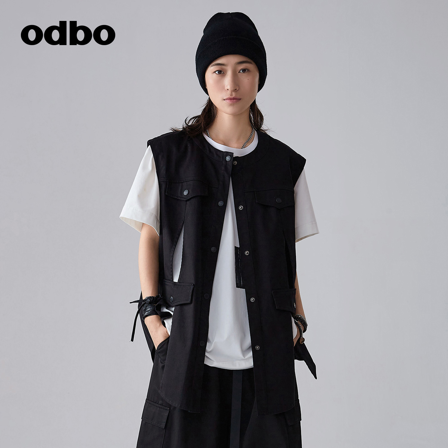 【商场同款】odbo/欧迪比欧春装2022年新款女时尚无袖薄款马甲潮_虎窝淘