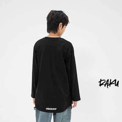 中大童男女童纯色百搭字母T恤 RAKU韩国代购童装26秋儿童上衣543