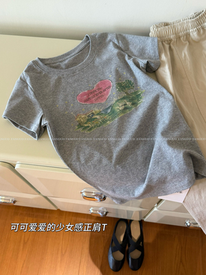 韩国原厂！the breat* 田园鸭子夏日氛围感 真肩显瘦短袖T女包邮