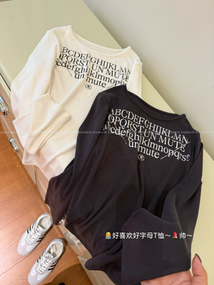 floyd原厂！巨软糯Q弹 ～打底狠洋气字母正肩长袖T恤打底衫女包邮