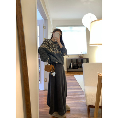 【现货3折】咖喱汤汤TGL【爆款新色】加厚中长款毛呢鱼尾半裙显瘦