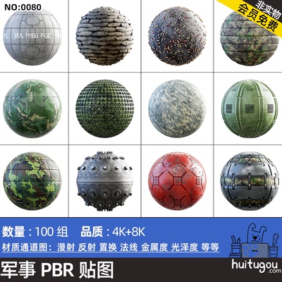 军事迷彩面料弹孔木箱材质贴图素材CGAxis PBR Textures Military
