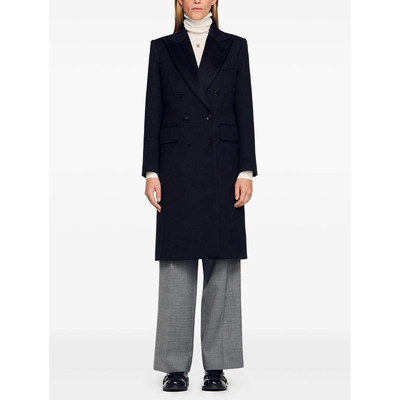 法单S家 2025秋冬直筒西装领双排扣羊毛呢大衣中长款保暖外套女