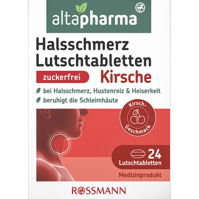 德国直邮 altapharma润喉糖 舒缓喉咙 驱寒 24粒 樱桃味
