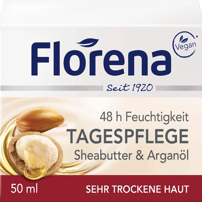德国直邮 Florena乳木果油48小时滋养持久保湿修复早晚面霜50ml