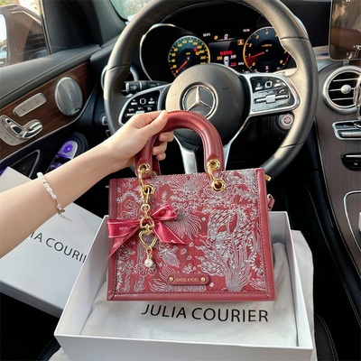 JULIA COURIER小众婚包绣花托特包包女2024新款高级感单肩斜挎包