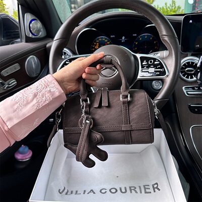 JULIA COURIER女包复古乌木色波士顿包包2026新款单肩斜挎手提包