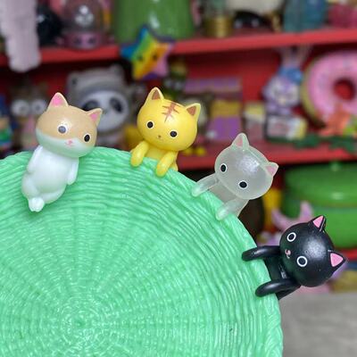 正版散货杯缘小动物公仔猫咪夜光