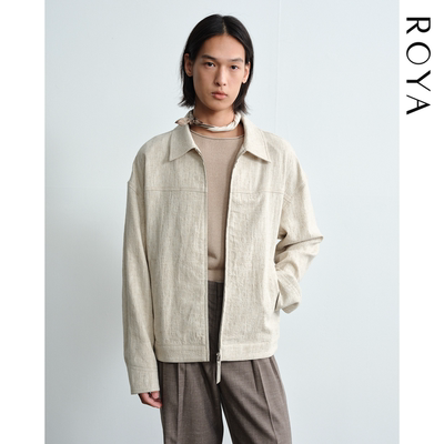 ROYA | 燕麦花纱肌理感100%苎麻夹克老钱风翻领行政夹克春款外套